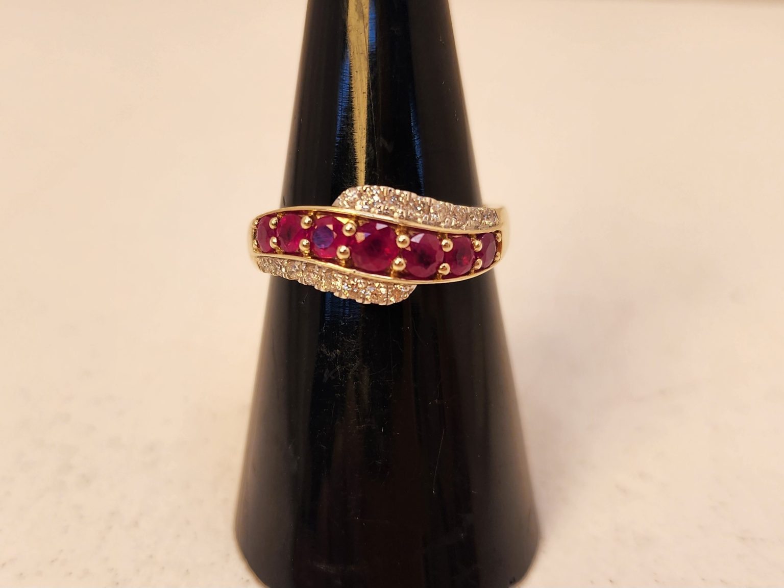 Ladies Yellow Gold Diamond and Ruby Ring with Accredited Valuation ...